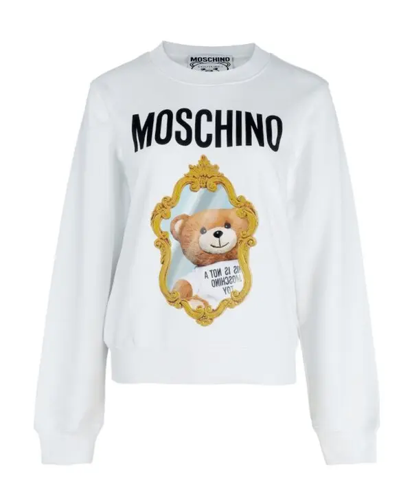 Moschino Teddy Mirror Crewneck Sweatshirt - White