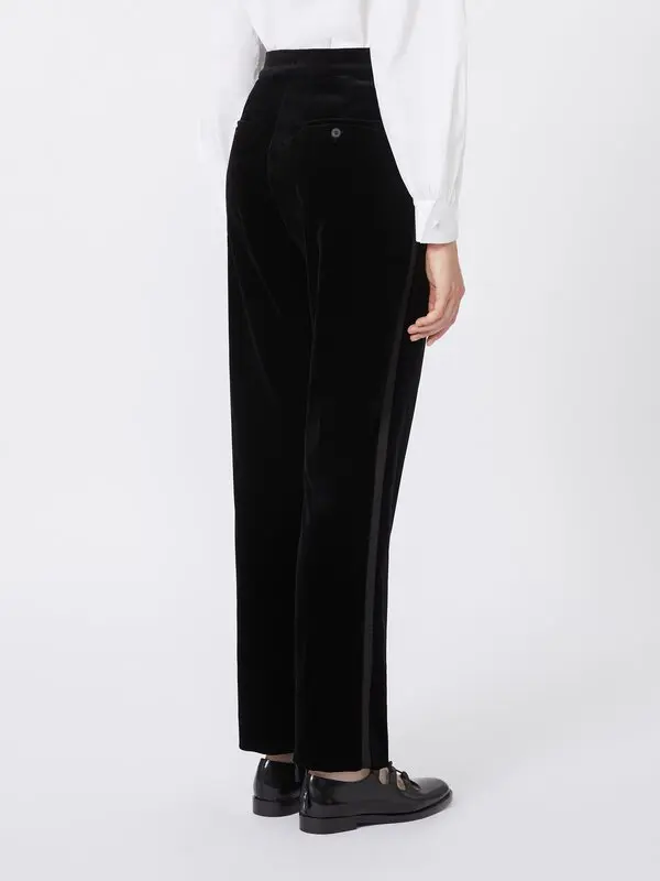 Max Mara Velvet-texture Side-stripe Tailored Trousers