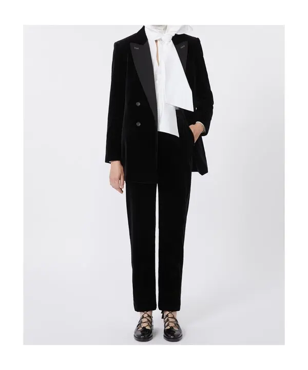 Max Mara Velvet-texture Side-stripe Tailored Trousers