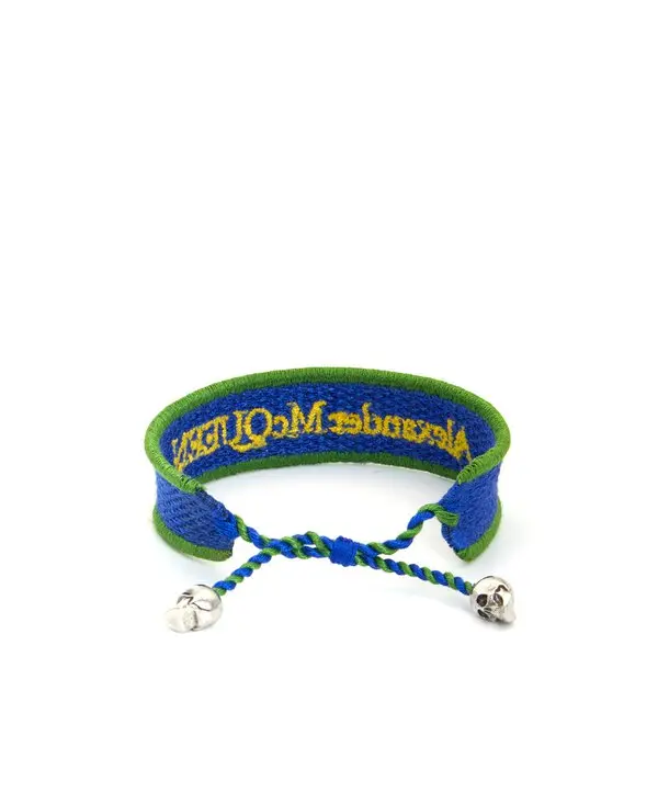 Alexander McQueen Logo-embroidery Cord Bracelet