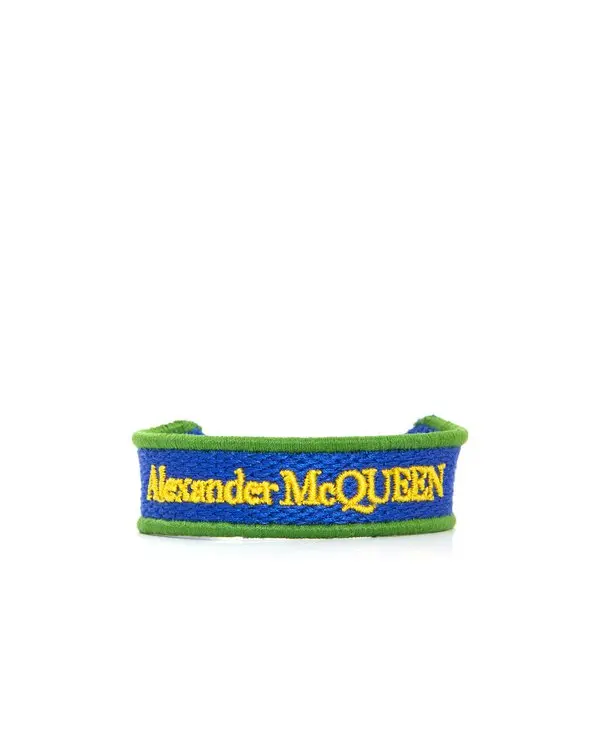 Alexander McQueen Logo-embroidery Cord Bracelet