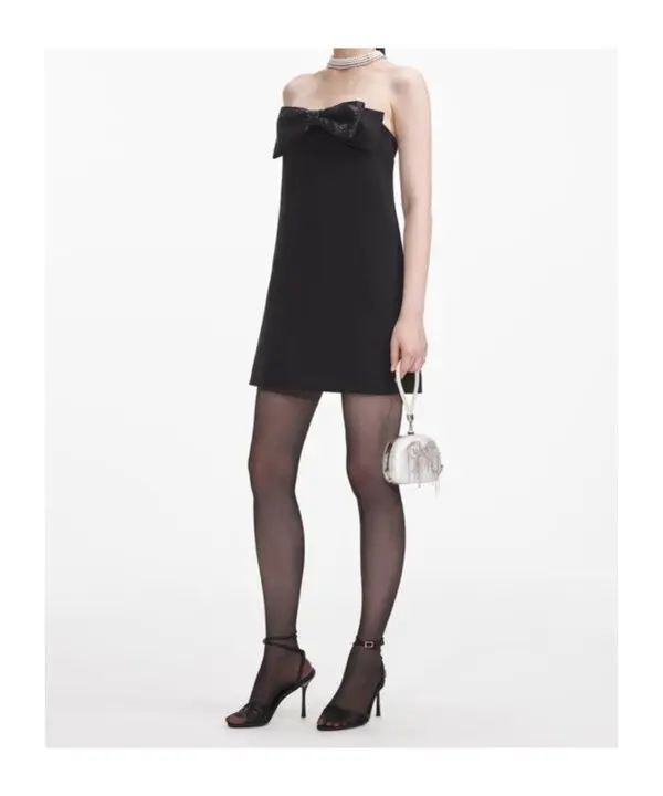 SELF-PORTRAIT Crepe Bandeau Mini Dress - Black