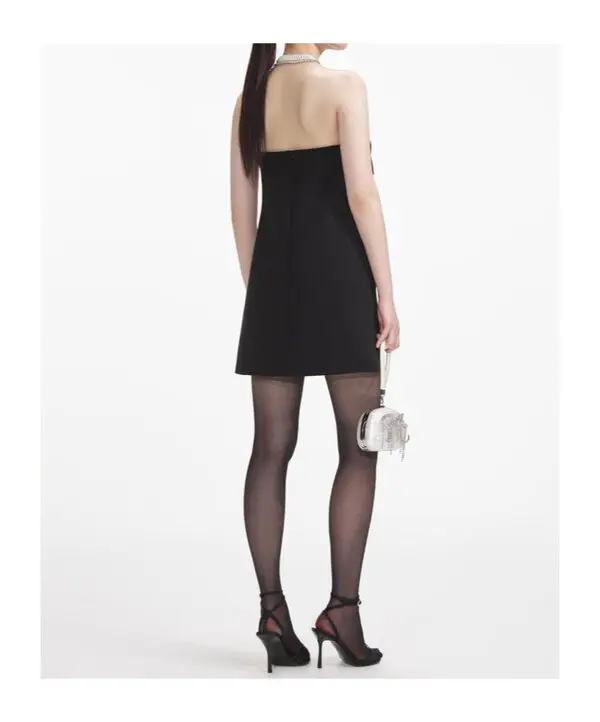SELF-PORTRAIT Crepe Bandeau Mini Dress - Black