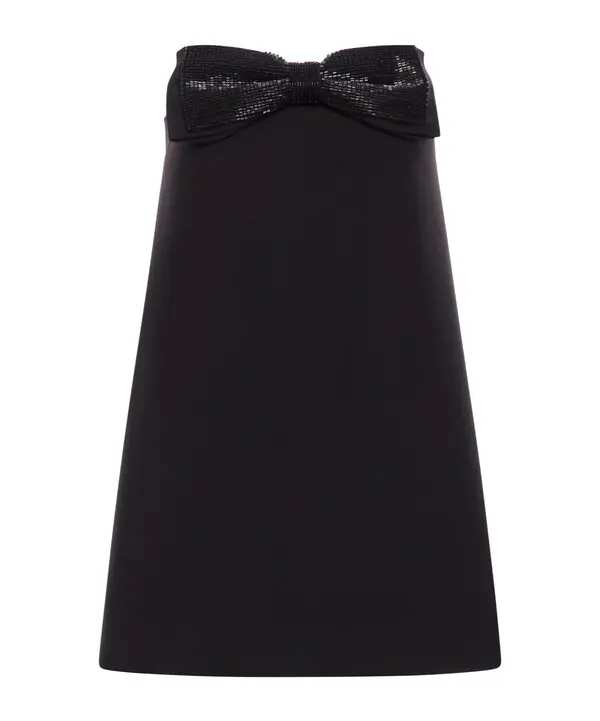 SELF-PORTRAIT Crepe Bandeau Mini Dress - Black