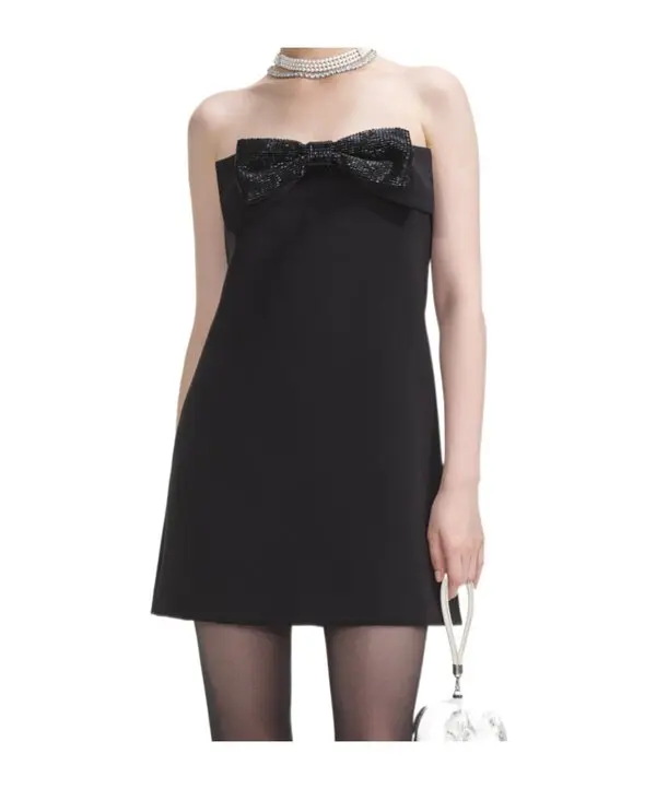 SELF-PORTRAIT Crepe Bandeau Mini Dress