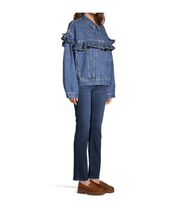 FRAME Ruffled Denim Jacket