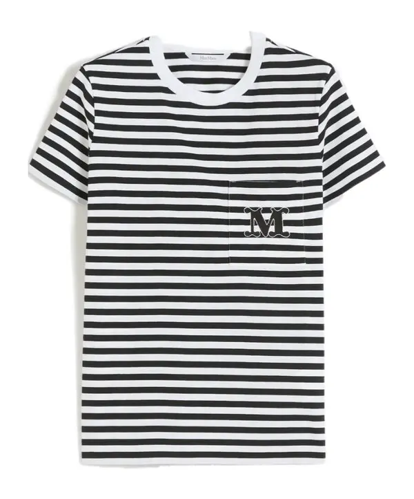 Max Mara Striped Logo Embroidered Crewneck T-shirt - Black