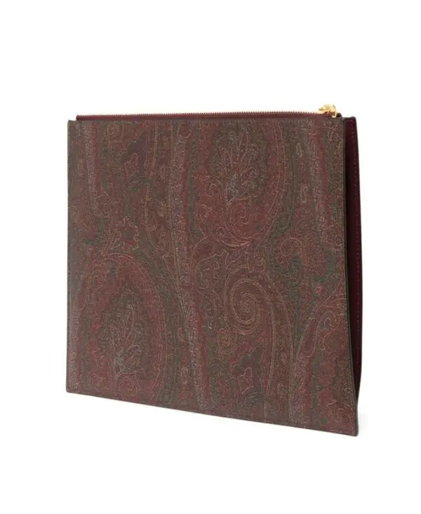 Etro Paisley Print Canvas Clutch Bag - Brown