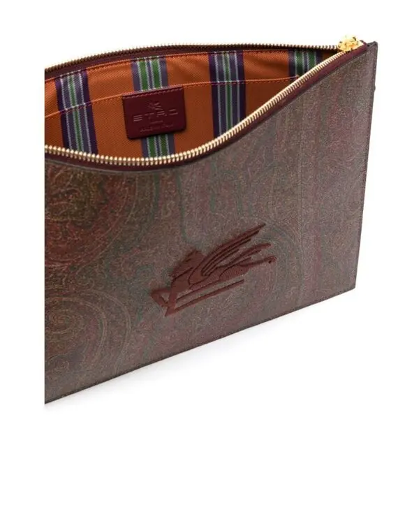 Etro Paisley Print Canvas Clutch Bag - Brown