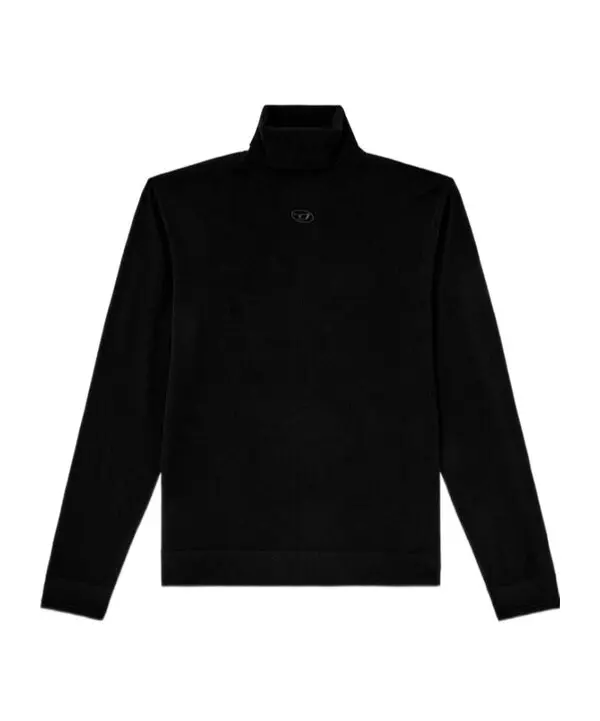 DIESEL® Turtleneck Knit Jumper With Embroidered Logo - Black