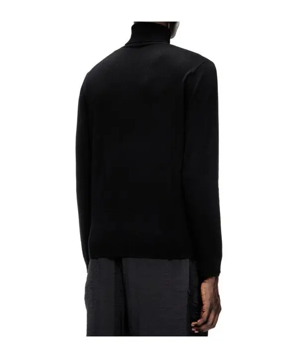 DIESEL® Turtleneck Knit Jumper With Embroidered Logo - Black
