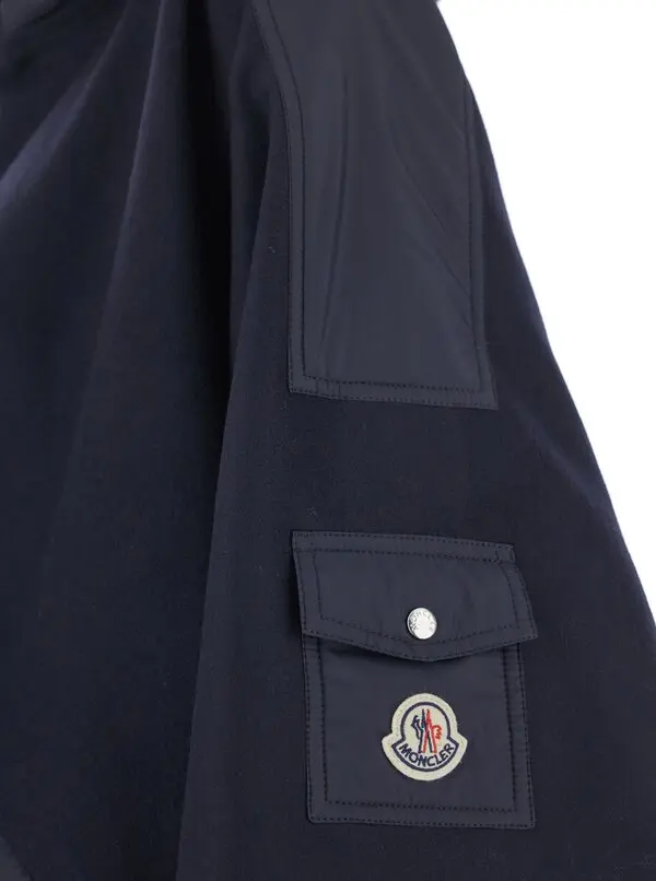 Moncler Hooded Zip-front Cape - Blue