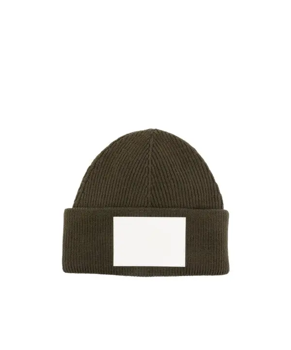 MAISON MARGIELA Numbers Motif Rib-knitted Beanie - Green