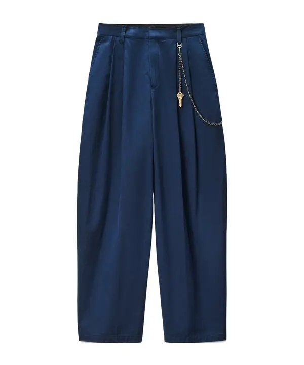 Alexander Wang Mid Rise Pleated Trousers With Detachable Chain Belt - Blue