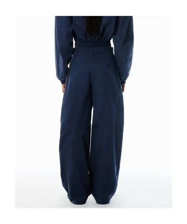Alexander Wang Mid Rise Pleated Trousers With Detachable Chain Belt - Blue