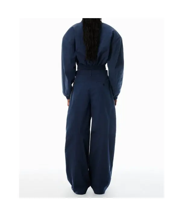 Alexander Wang Mid Rise Pleated Trousers With Detachable Chain Belt - Blue