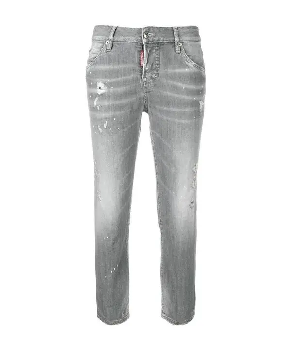 Dsquared2 Stone Washed Tight Nine-quarter Jeans - Gray