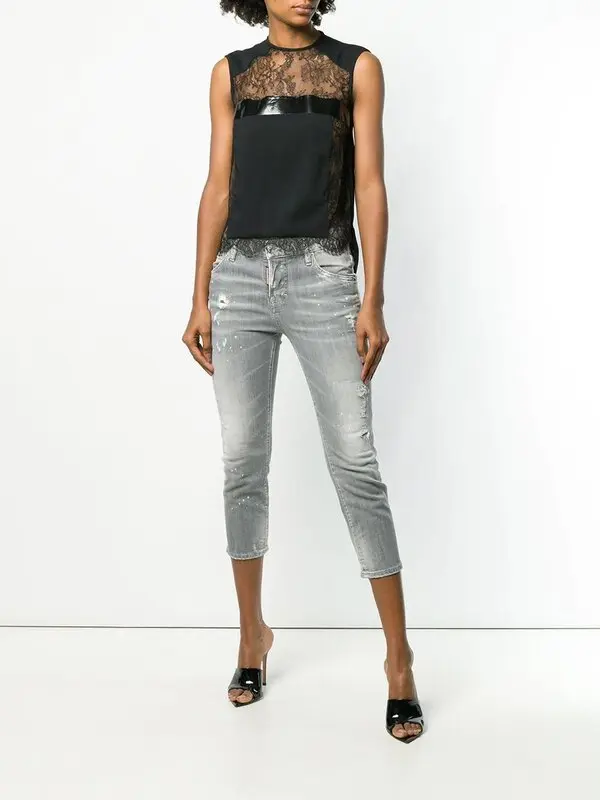Dsquared2 Stone Washed Tight Nine-quarter Jeans - Gray