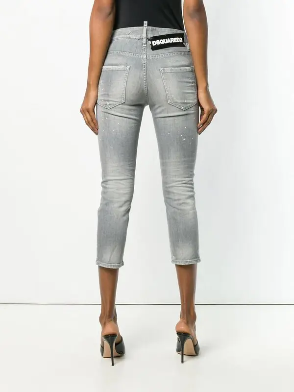 Dsquared2 Stone Washed Tight Nine-quarter Jeans - Gray