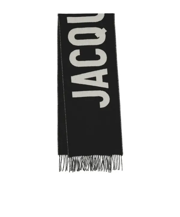 Jacquemus Fringe Logo Scarf - Black