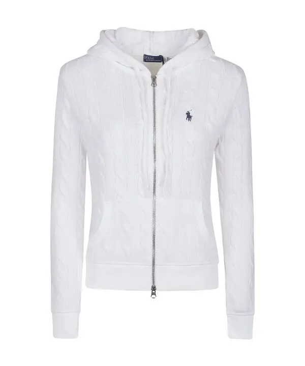 Polo Ralph Lauren Cable-knit Full-zip Hooded Cardigan - White