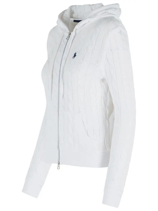 Polo Ralph Lauren Cable-knit Full-zip Hooded Cardigan - White