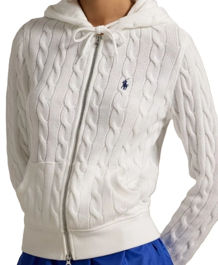 Polo Ralph Lauren Cable-knit Full-zip Hooded Cardigan - White