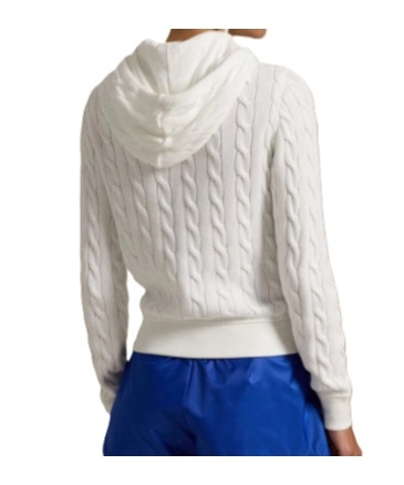 Polo Ralph Lauren Cable-knit Full-zip Hooded Cardigan - White
