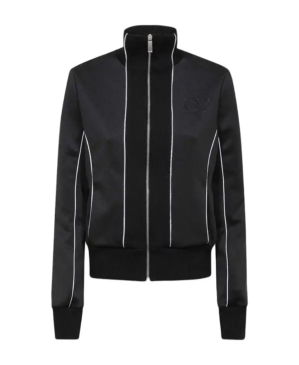 Off-White Zip-up Long-sleeved Track Jacket With Stand Collar
