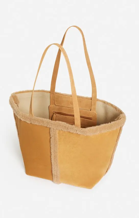 Vanessa Bruno Shearling-trim Tote Bag
