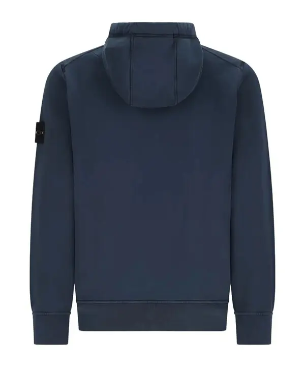 Stone Island Logo Patch Drawstring Hoodie - Blue