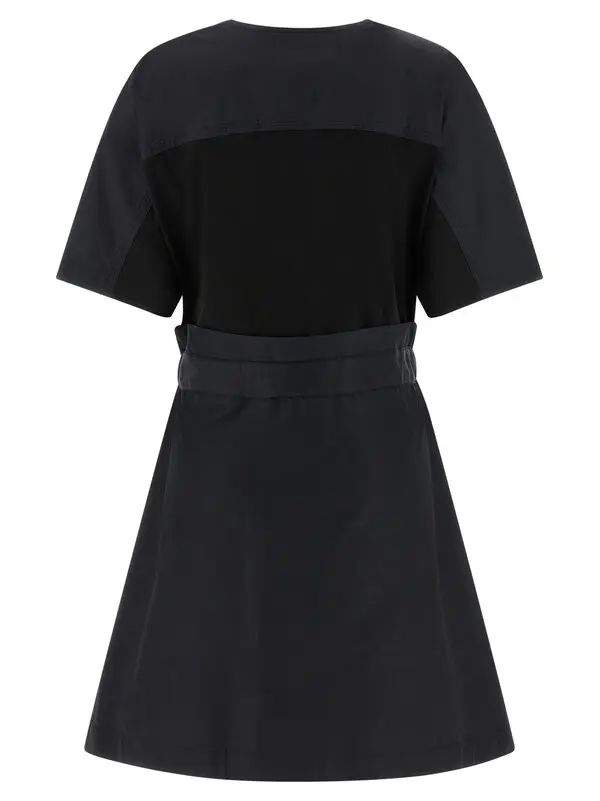 Moncler Drawstring Crewneck T-shirt Dress - Black