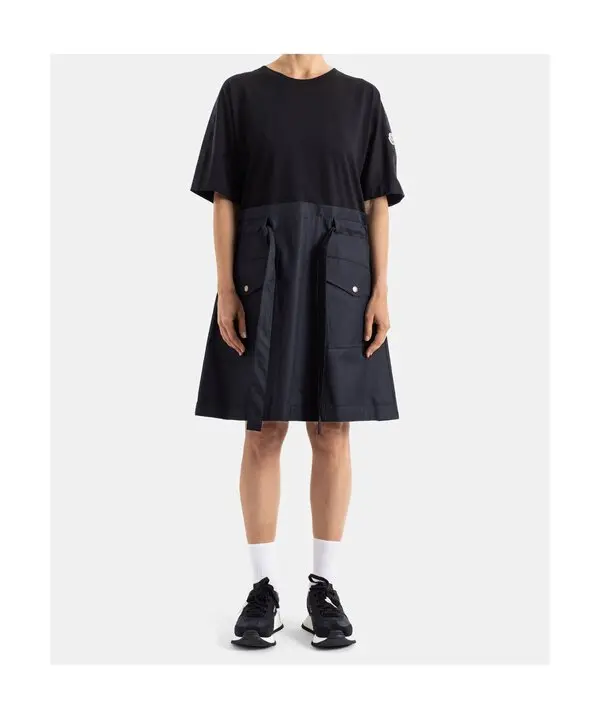 Moncler Drawstring Crewneck T-shirt Dress - Black