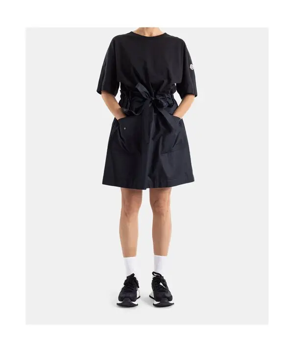 Moncler Drawstring Crewneck T-shirt Dress - Black