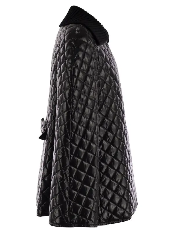 Moncler Quilted Padded Cape With Knit Collar