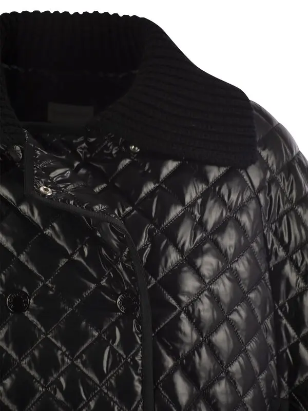 Moncler Quilted Padded Cape With Knit Collar