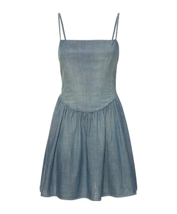 RE/DONE Denim Mini Dress With Zipper Back