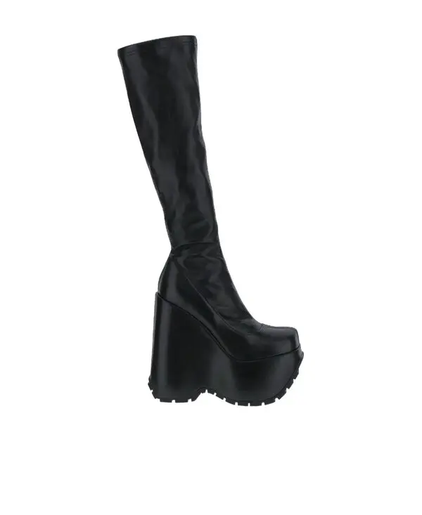 Versace Triplatform Knee-high Leather Boots - Black