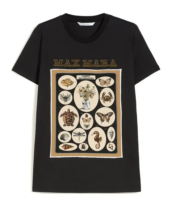 Max Mara Spadino Graphic Printed Jersey T-shirt - Black
