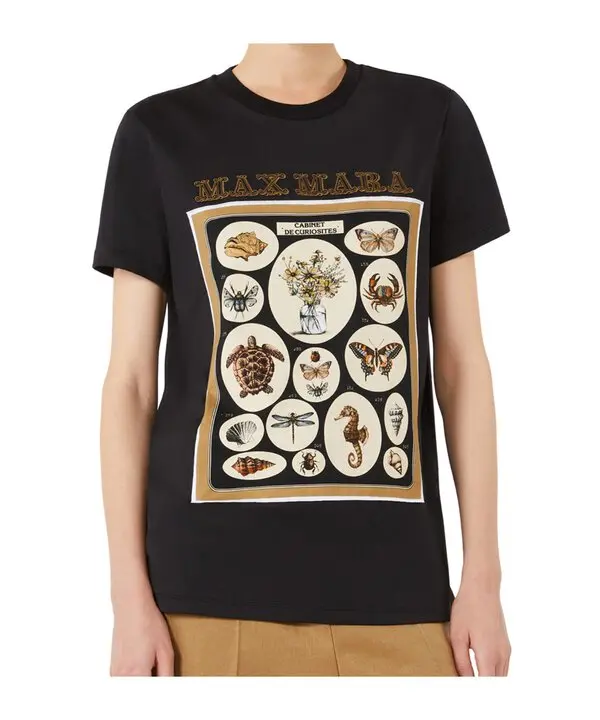 Max Mara Spadino Graphic Printed Jersey T-shirt - Black