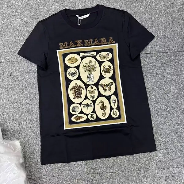 Max Mara Spadino Graphic Printed Jersey T-shirt - Black