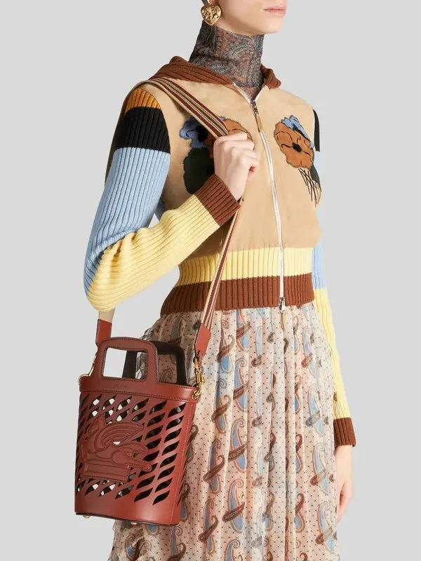 Etro Coffa Cut-out Bucket Bag - Brown