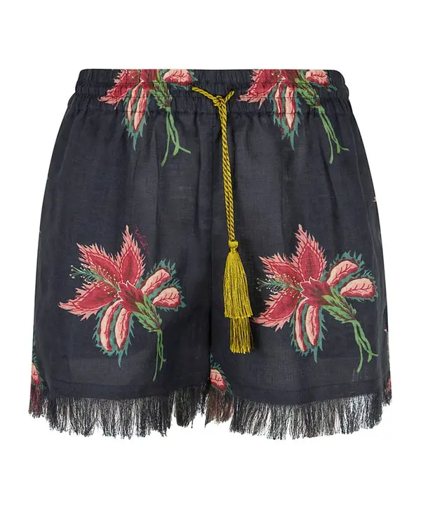 Valentino Garavani Floral Print Fringed Hem Shorts - No