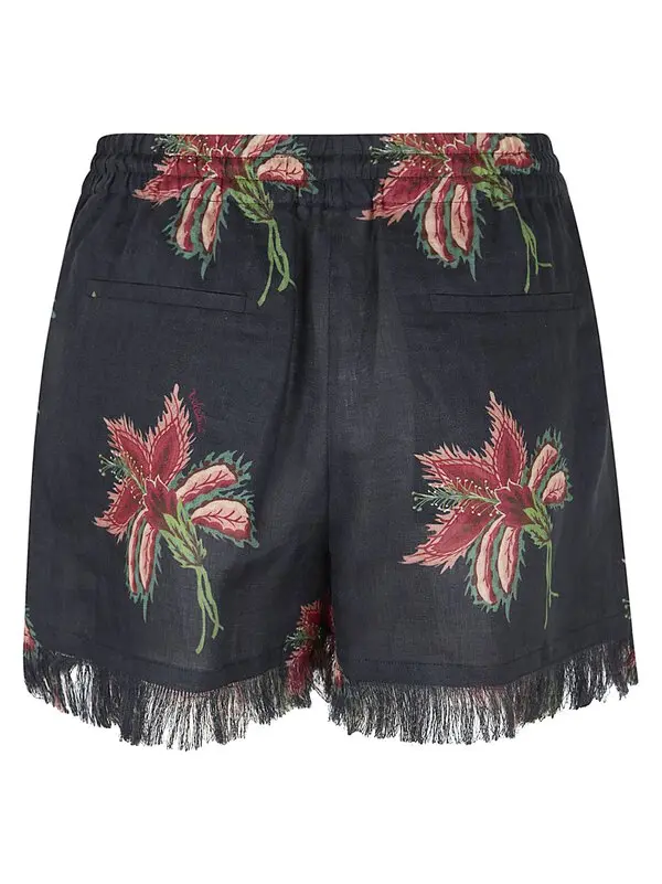 Valentino Garavani Floral Print Fringed Hem Shorts - No