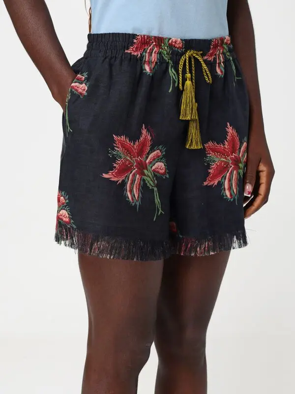 Valentino Garavani Floral Print Fringed Hem Shorts - No