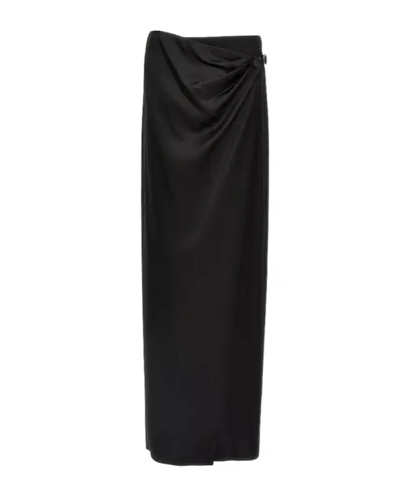 TOM FORD Belted Maxi Skirt In Double Fluid Silk Satin - Black
