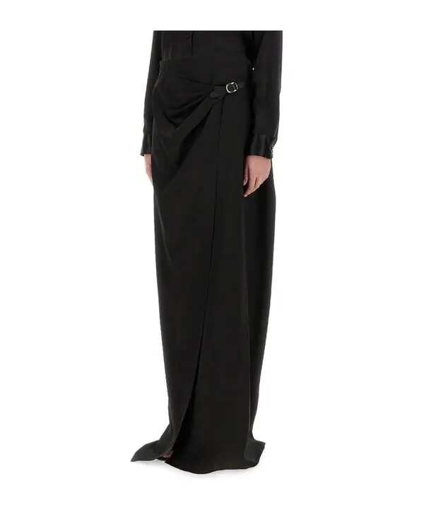 TOM FORD Belted Maxi Skirt In Double Fluid Silk Satin - Black