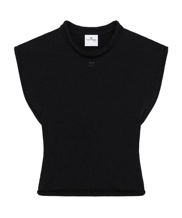 COURREGES Cropped Knitted Tank Top