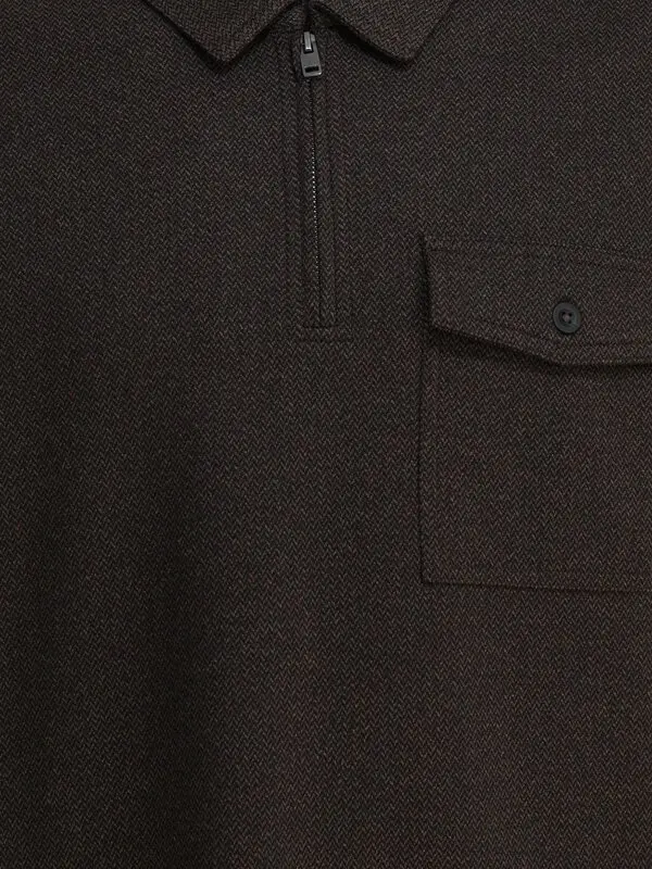 Vince Zip-pocket Polo Shirts - Heather Deep-roasted/black