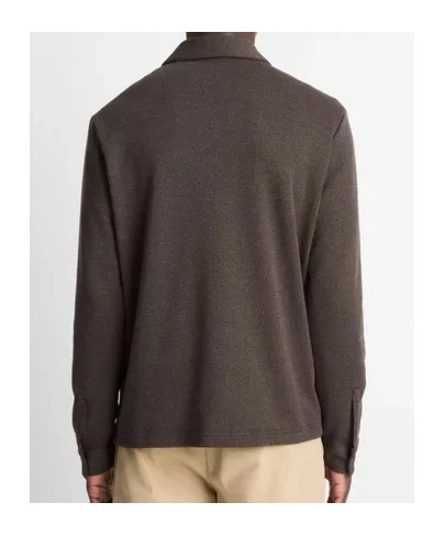 Vince Zip-pocket Polo Shirts - Heather Deep-roasted/black